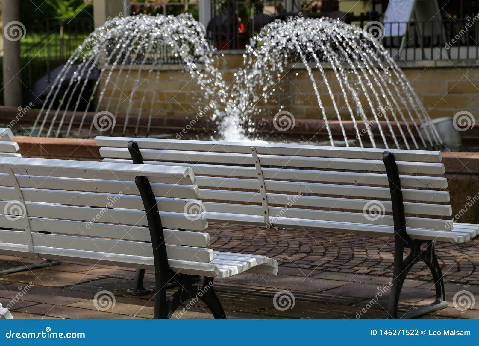 White Benches on the Concert Stage at the Park Stock Photo - Image of ...