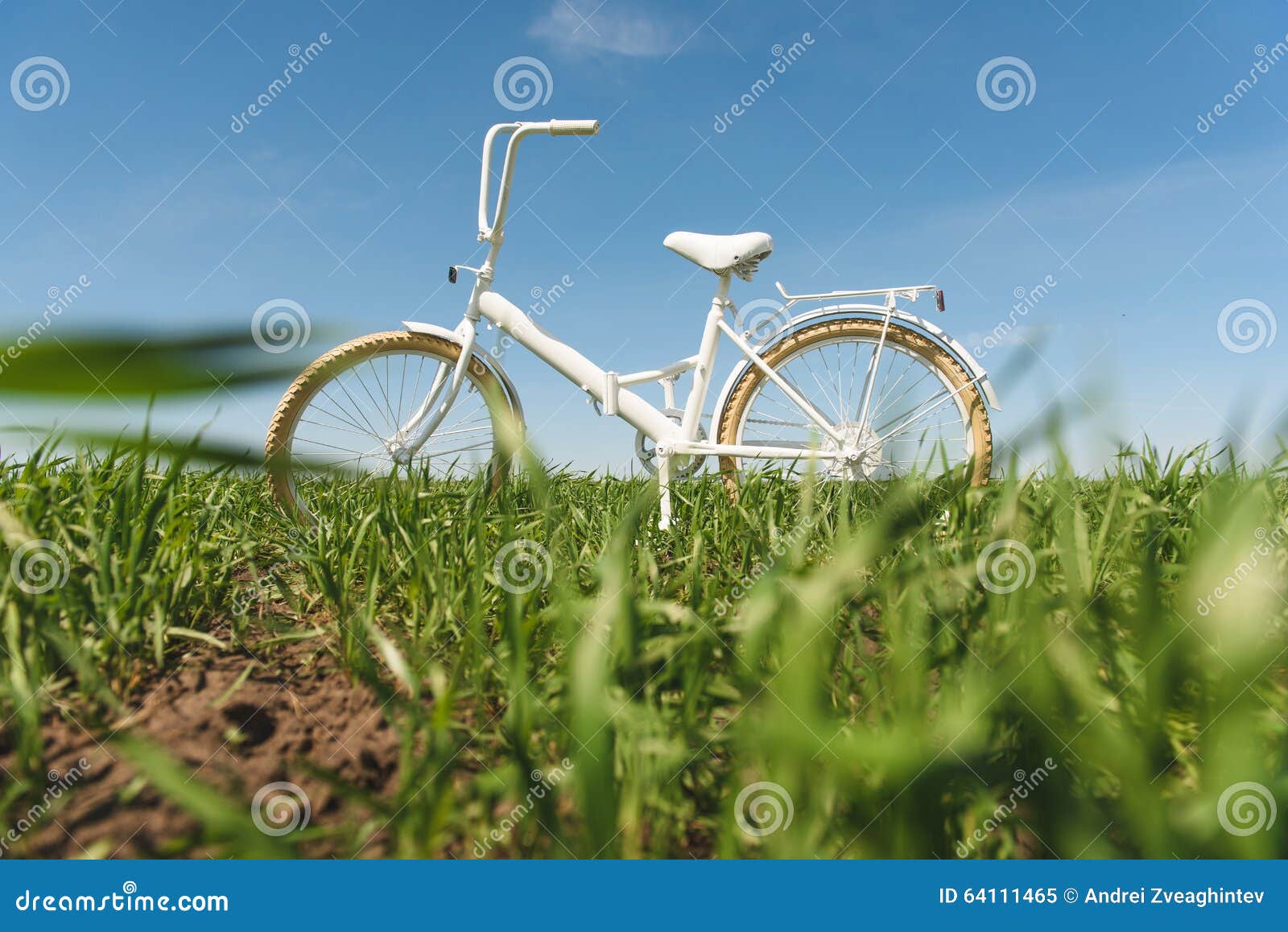White Bicycle in Field stock image. Image of nature, green - 64111465