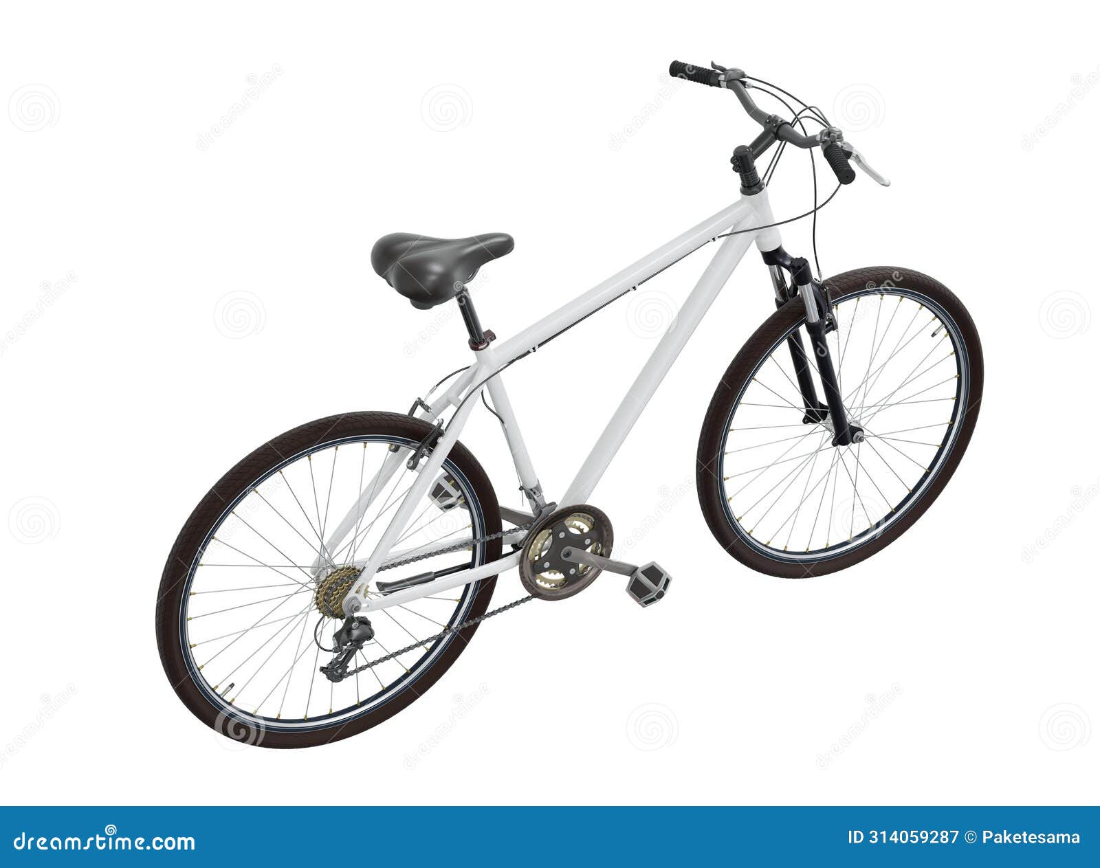 White Bicycle, Side View with Shadow, 3D Illustration Stock ...