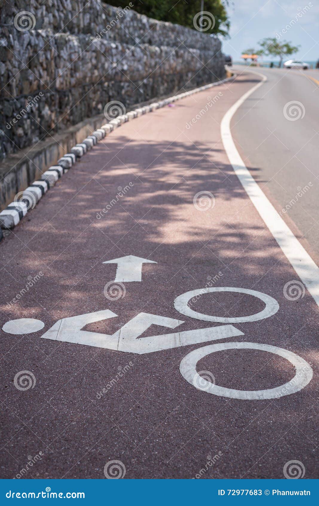 White Bicycle Sign or Icon on the Road Stock Image - Image of healthy ...