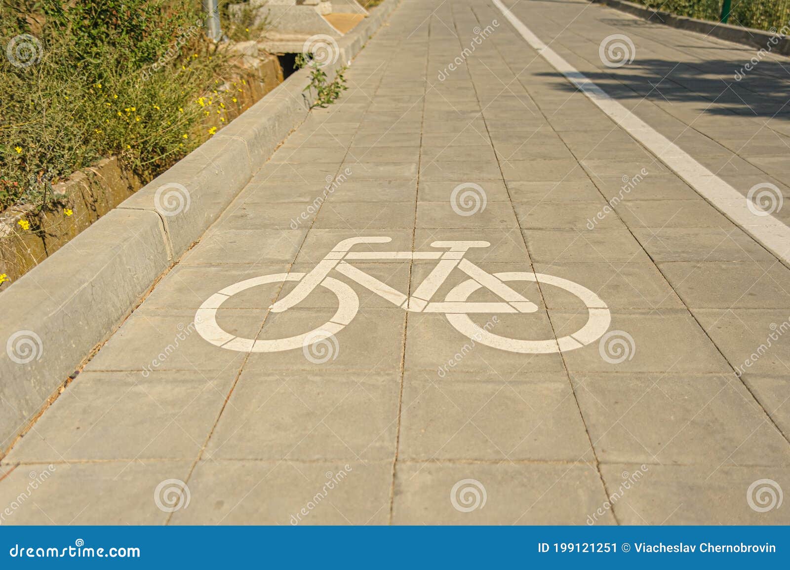 Bicycle Silhouette Sign, Painted on Path with Bikeway Stock Image ...