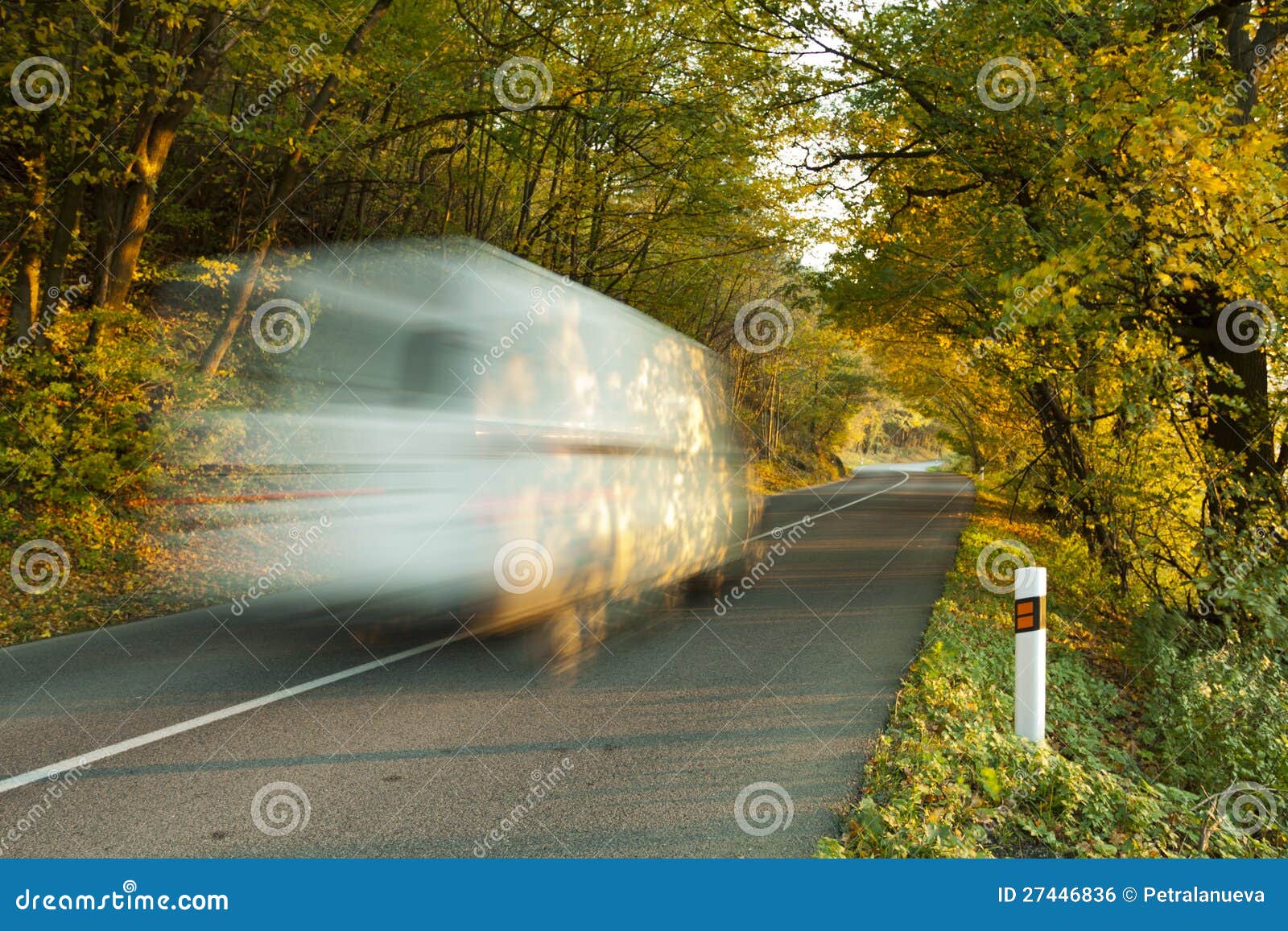 White Big Moving Car on Road in the Nature Stock Photo - Image of drive ...