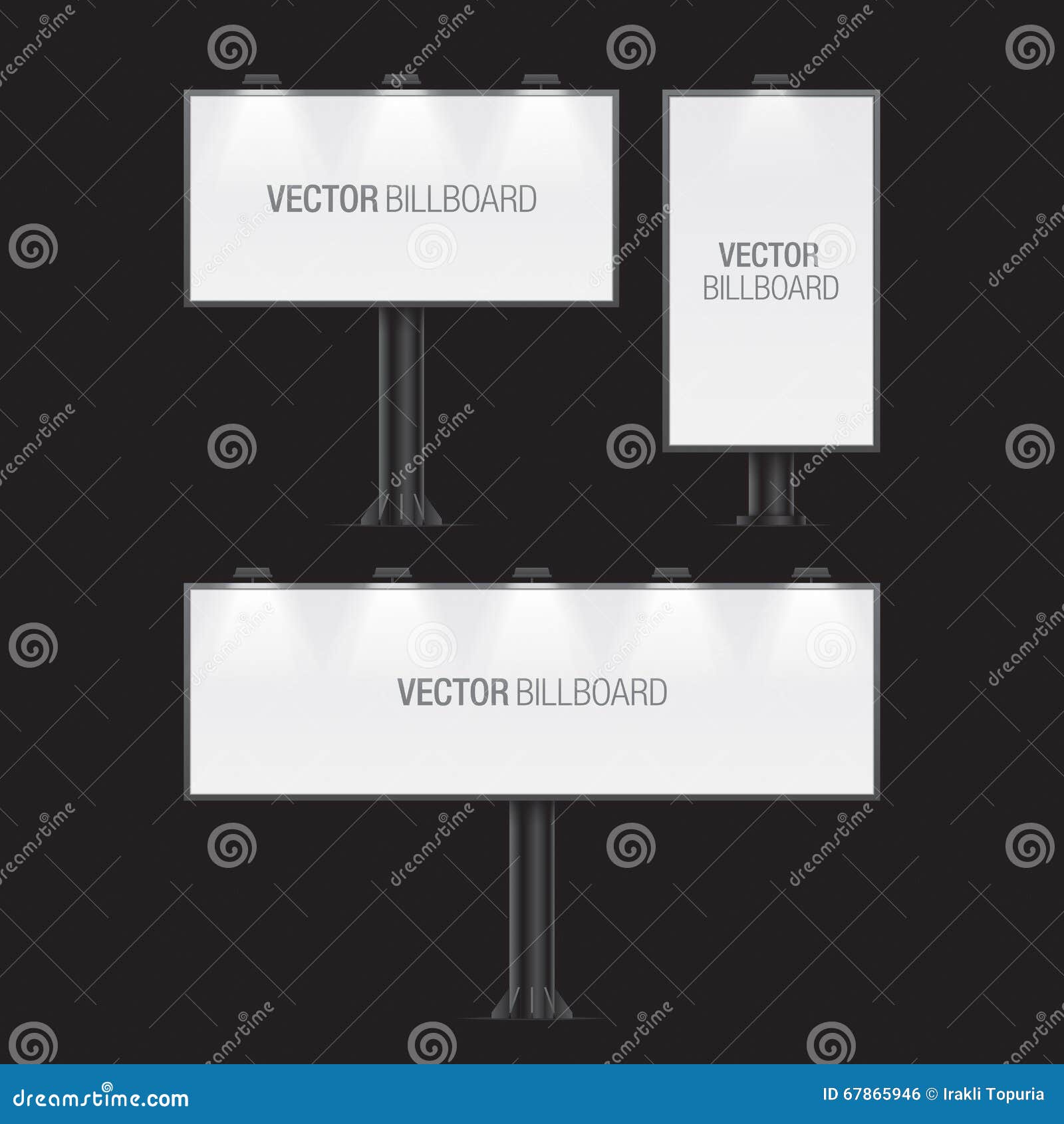 Realistic Billboards, Flags And Outdoor Advertising. Retail Signs ...