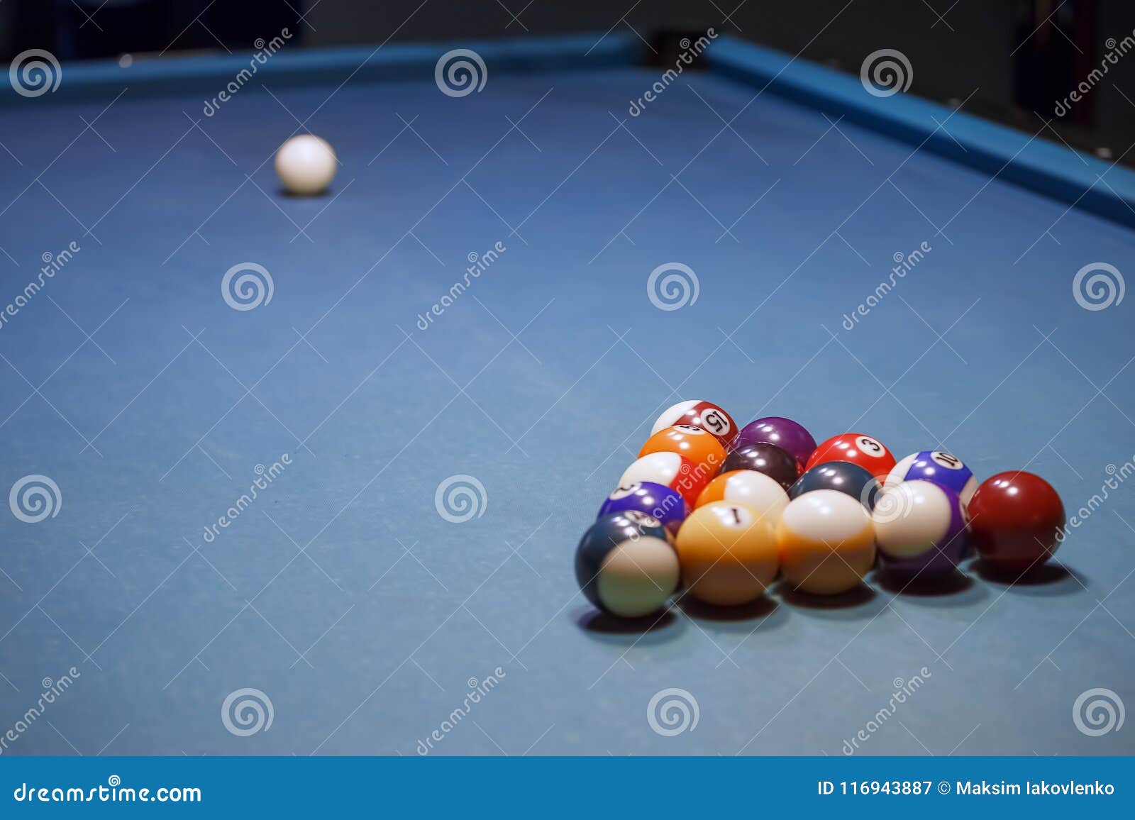 White Billiard Ball Lying on the Front of the Stock Image - Image of ...