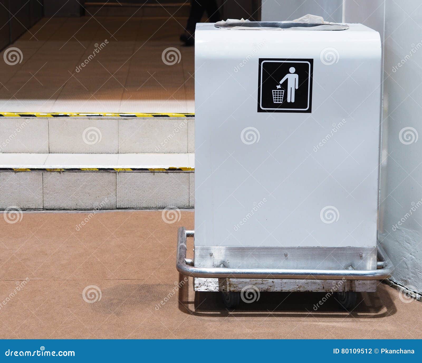 White bin with sign stock photo. Image of trashcan, ecology - 80109512