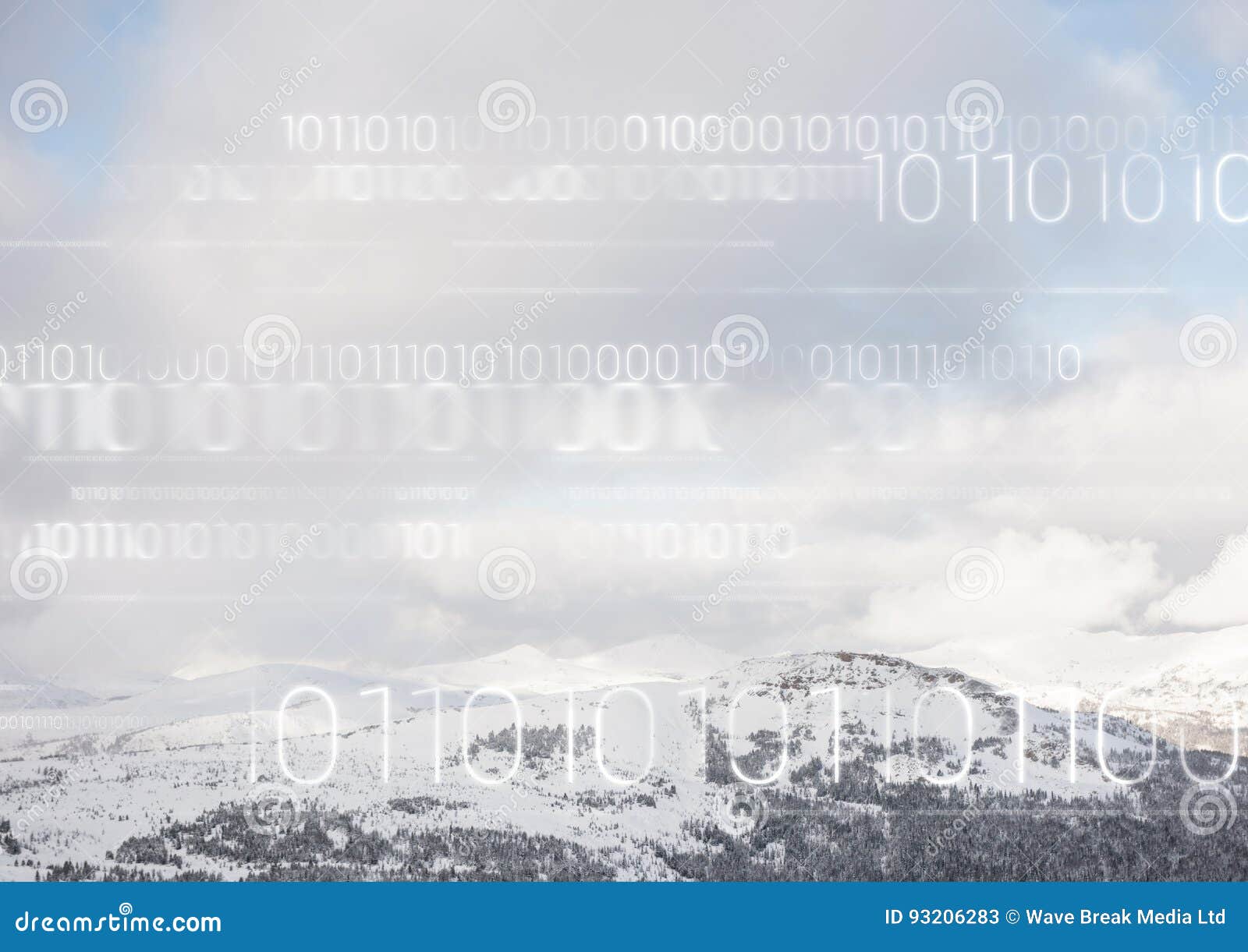 White Binary Code Against Snowy Mountain Tops Stock Illustration ...