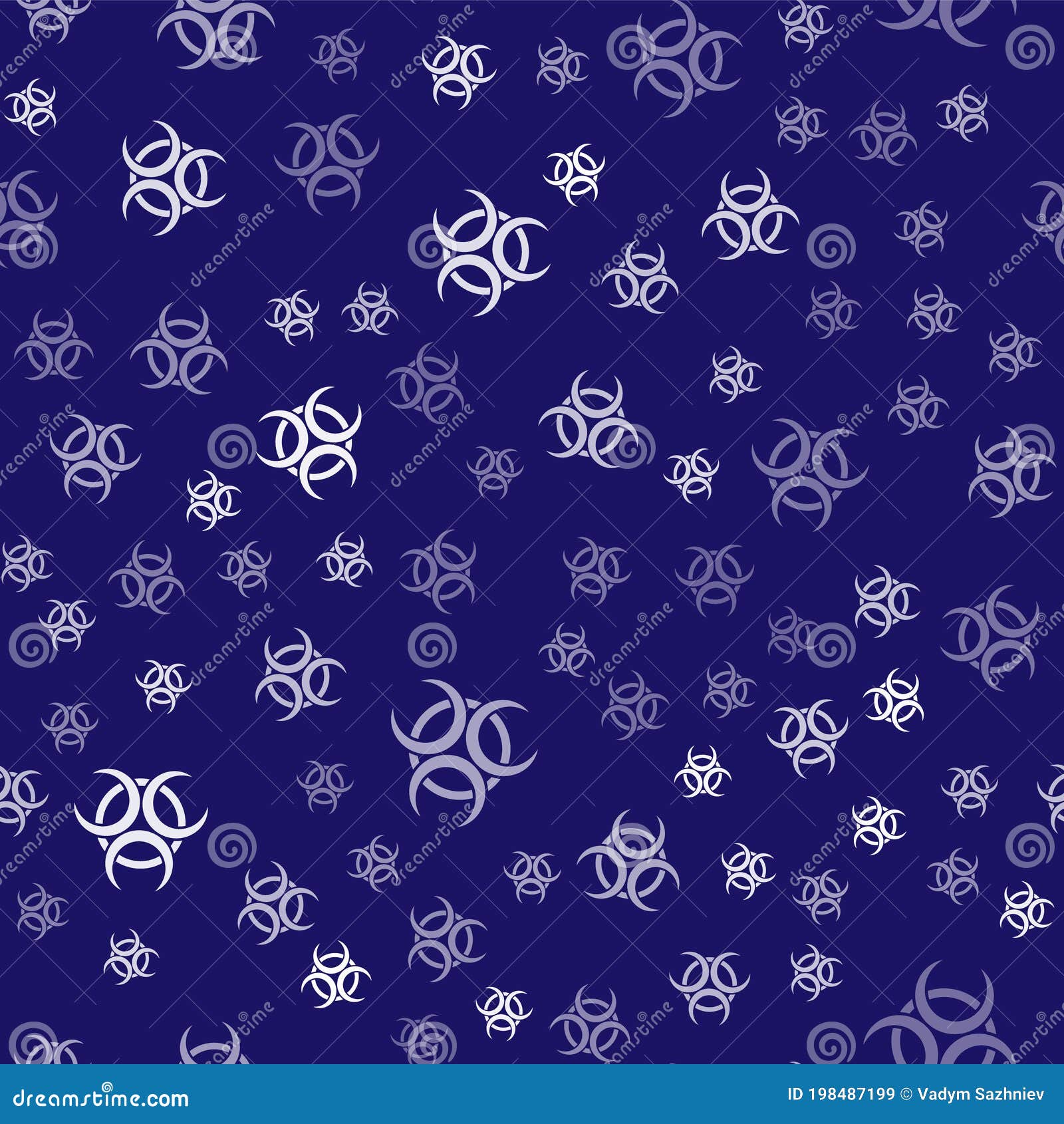 White Biohazard Symbol Icon Isolated Seamless Pattern on Blue ...