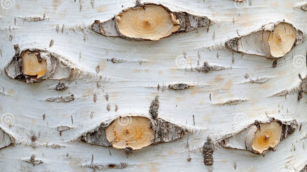 White Birch Tree Bark Texture Showing Knots Stock Illustration ...