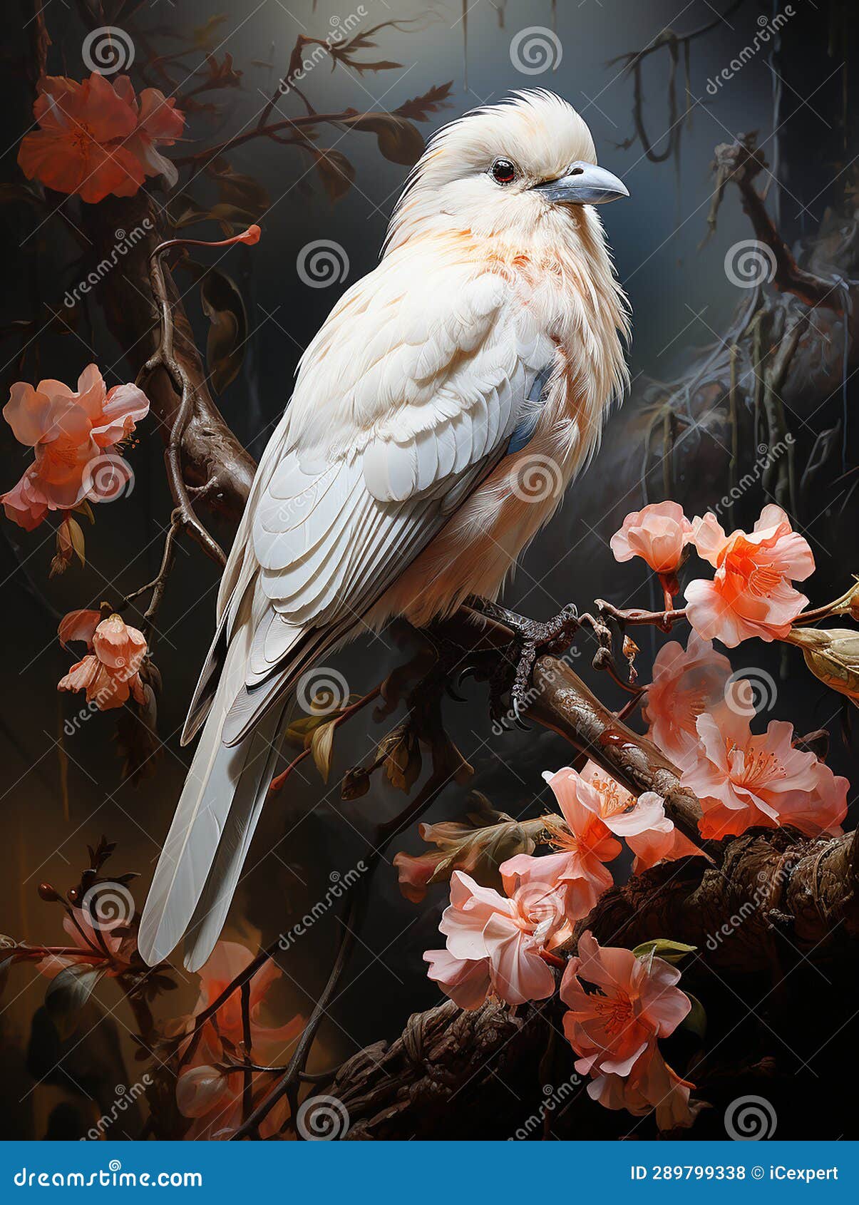 White bird art stock photo. Image of nature, branch - 289799338