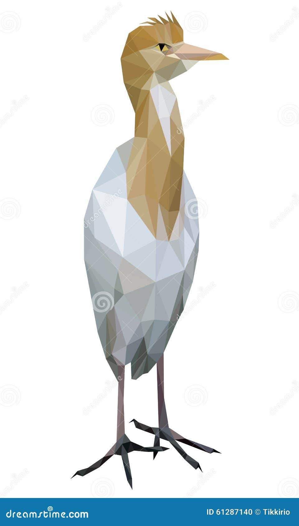 White Bird Low Polygon Standing (Cattle Egret) Stock Vector ...