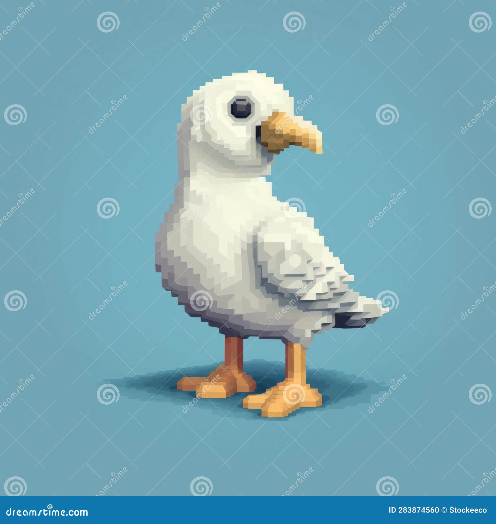 Pixel Art Seagull Full Body Isolated White Background Image Stock ...