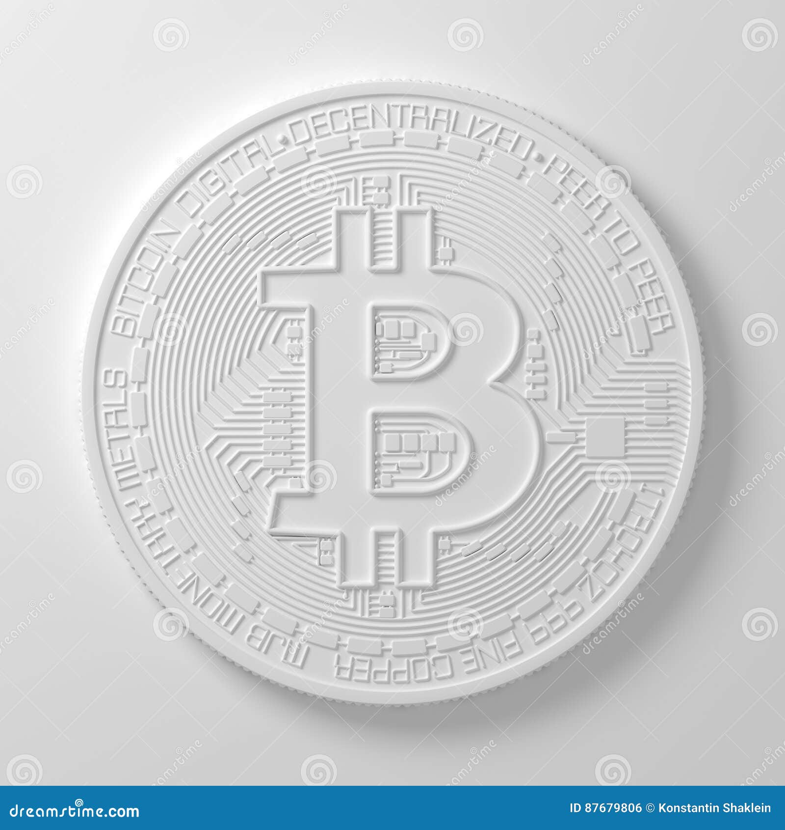 White Bitcoin on White Background Stock Illustration - Illustration of ...