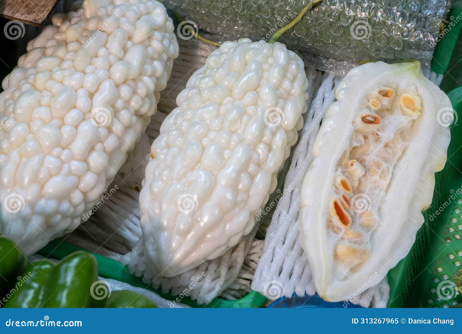 White Bitter Melon Cut Open in Tainan, Taiwan Stock Image - Image of ...