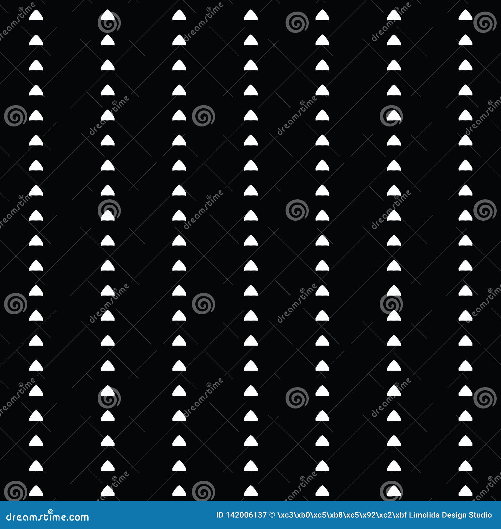 White on Black Arrow Seamless Vector Pattern. Hand Drawn Texture ...