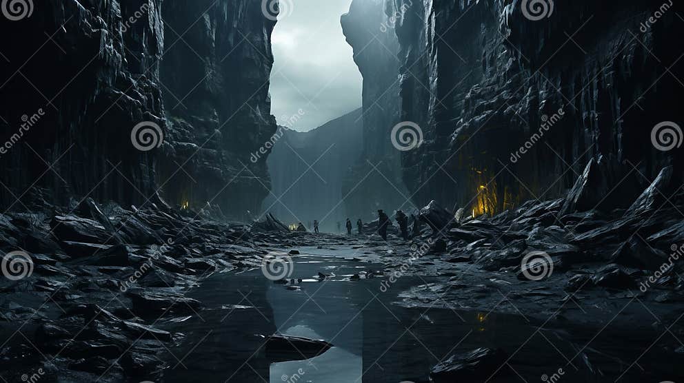 A White and Black Cave. Generative AI. Stock Photo - Image of scenic ...