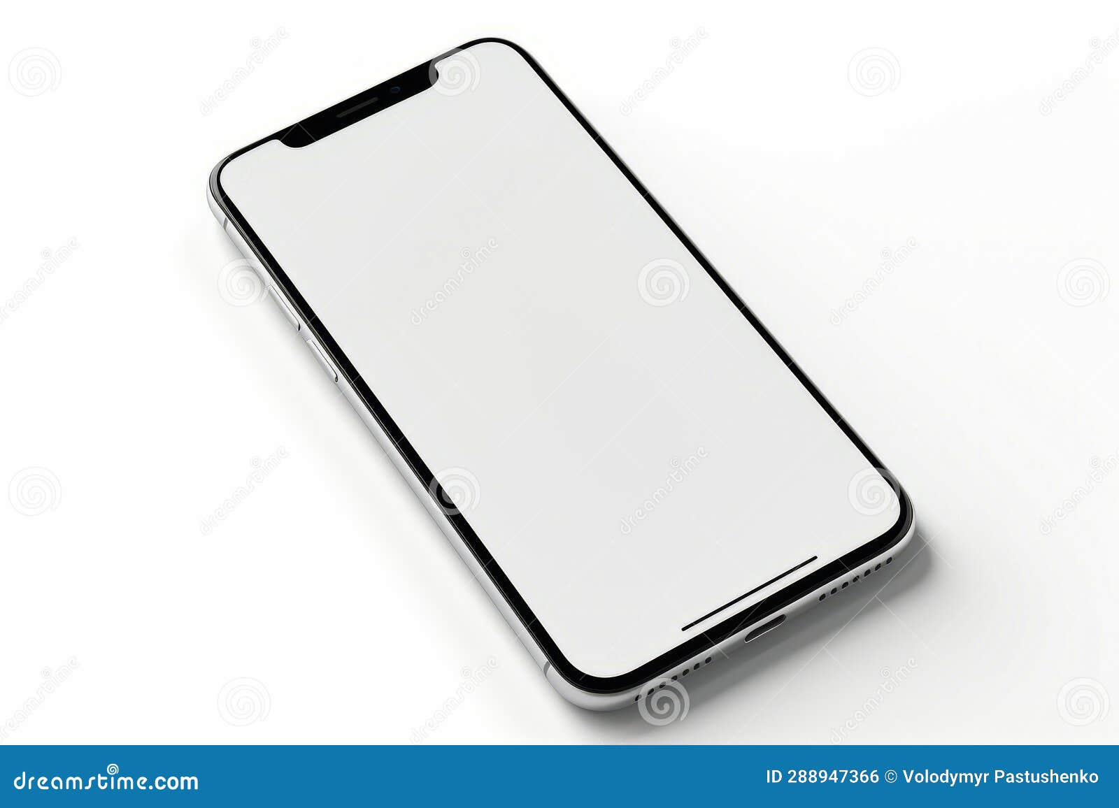White and Black Cell Phone with Blank Screen on White Surface ...