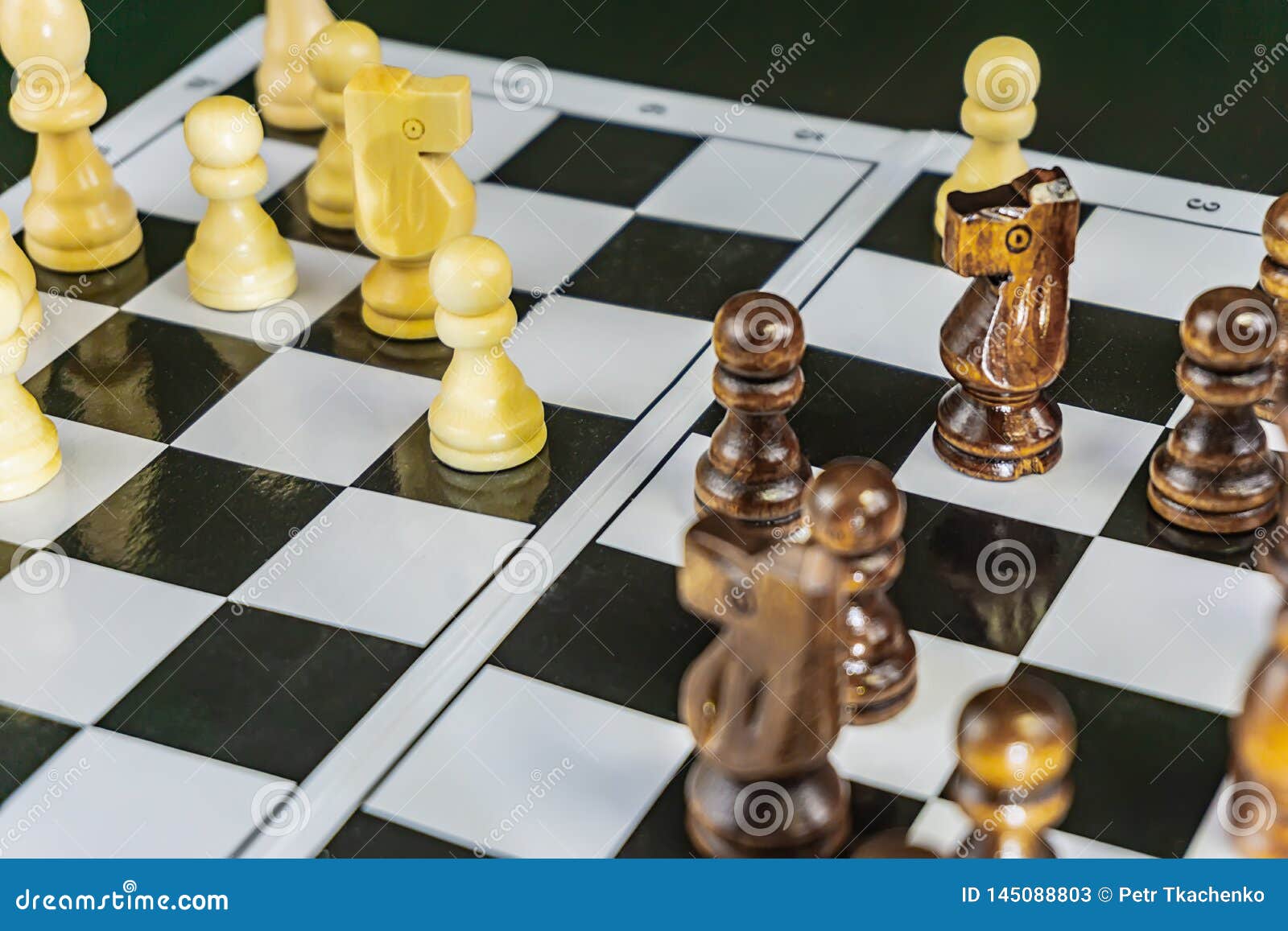 White and Black Chess on the Board Stock Image - Image of family, hand ...