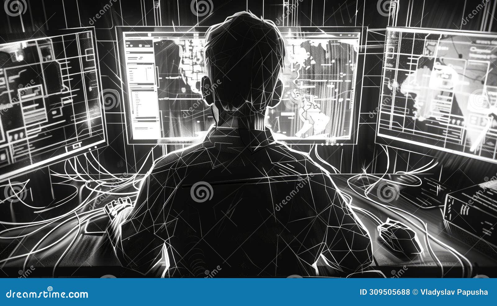 White and Black Colors Outline Illustrations it Specialist ...