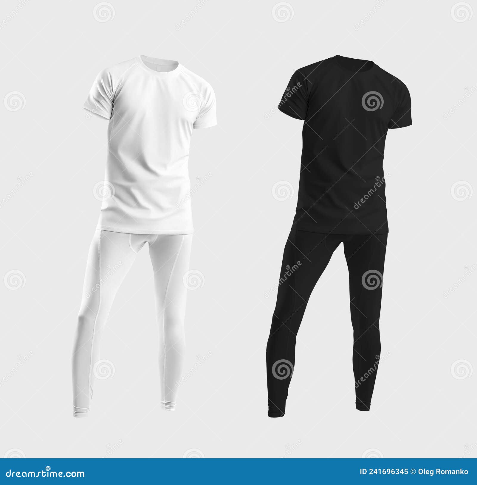 White, Black Compression Underwear Mockup, T-shirt, Pants 3D Rendering ...