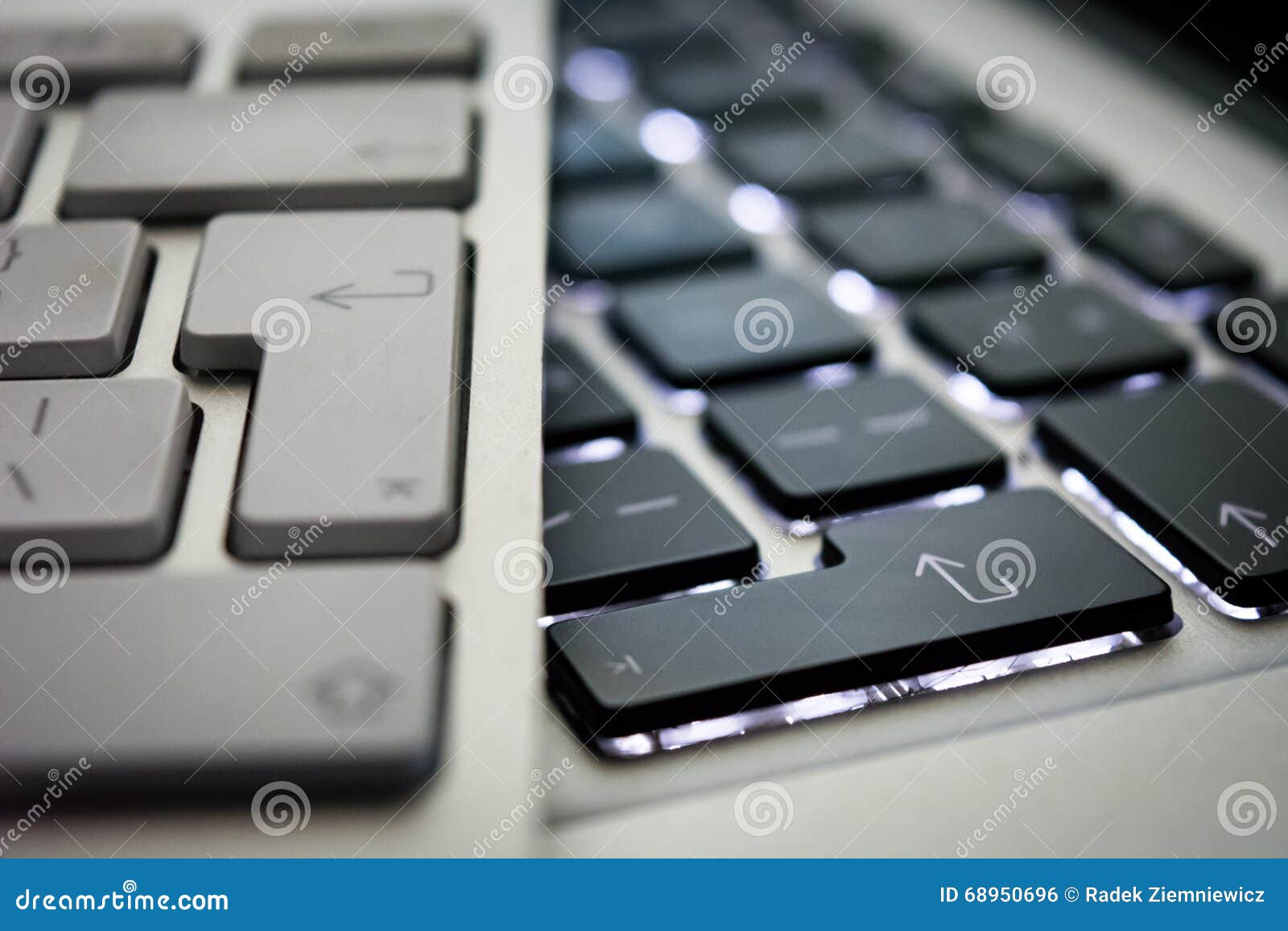 White and Black Computer Keyboards, Close-up To Enter Keys Stock Photo ...