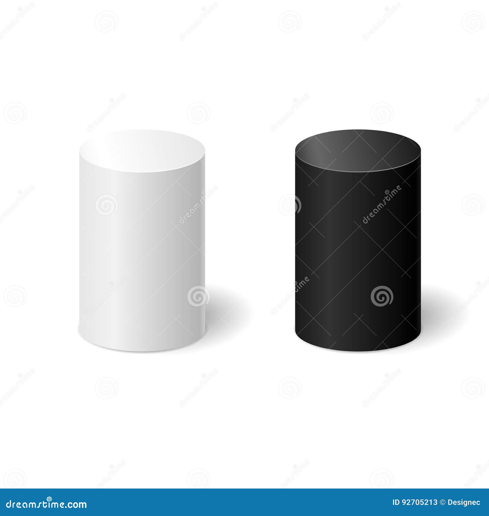 White and Black 3D Cylinders with a Shadow. Vector Illustration Stock ...