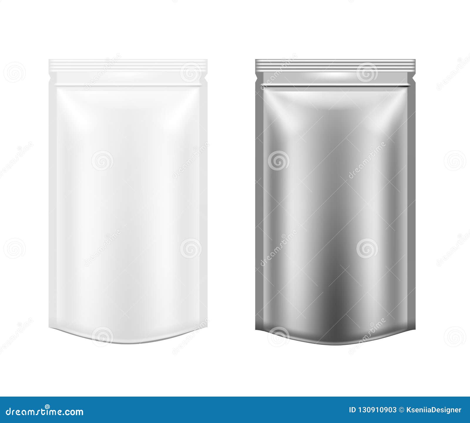 White and Black Empty Plastic Packaging with Zipper. Blank Foil Stock ...