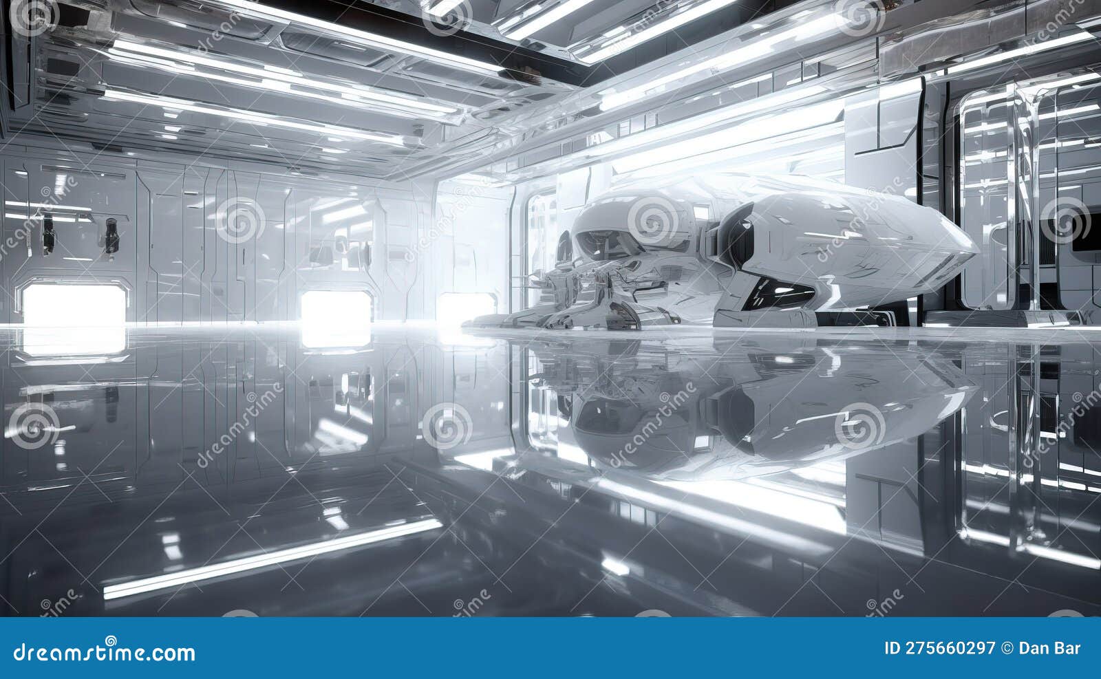 White And Black Glossy Interior Space Facility Maintenance Cargo, Sci ...