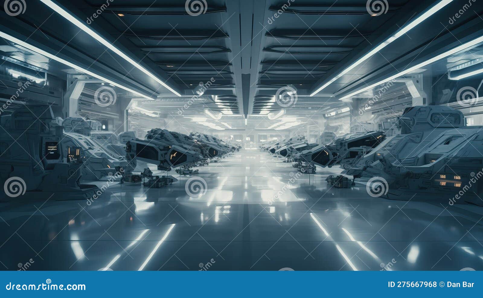 White and Black Glossy Interior Space Facility Maintenance Cargo, Sci ...