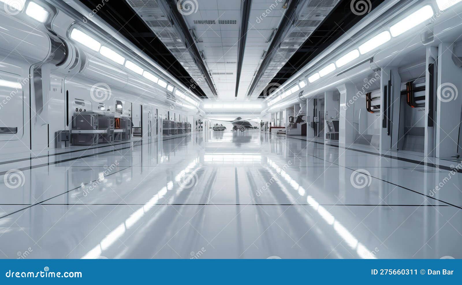 White and Black Glossy Interior Space Facility Maintenance Cargo, Sci ...