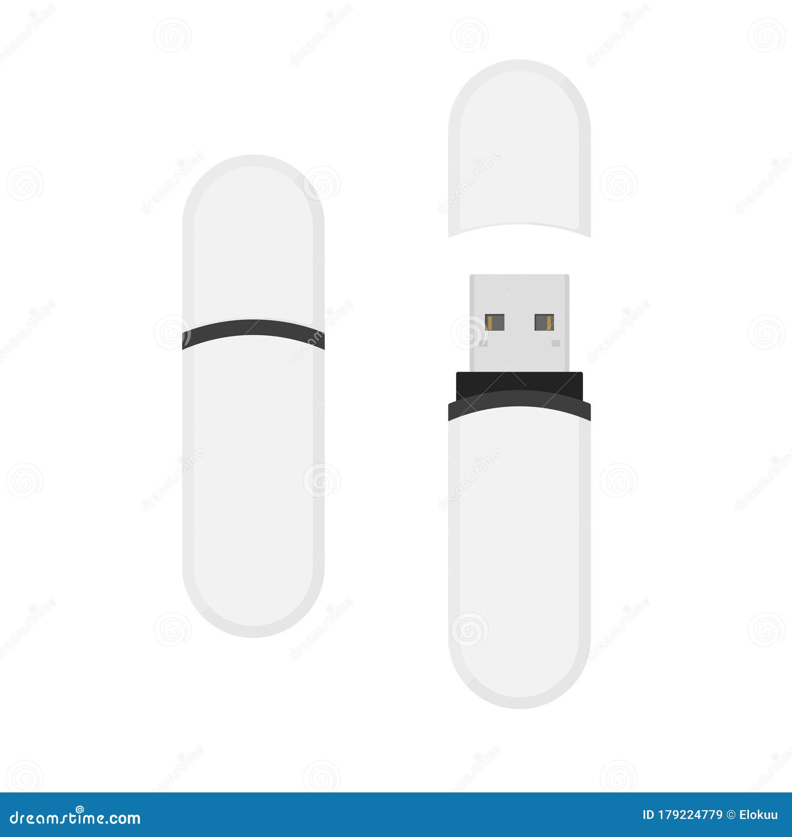 White and Black Oval USB Flash Drive Stock Vector - Illustration of ...