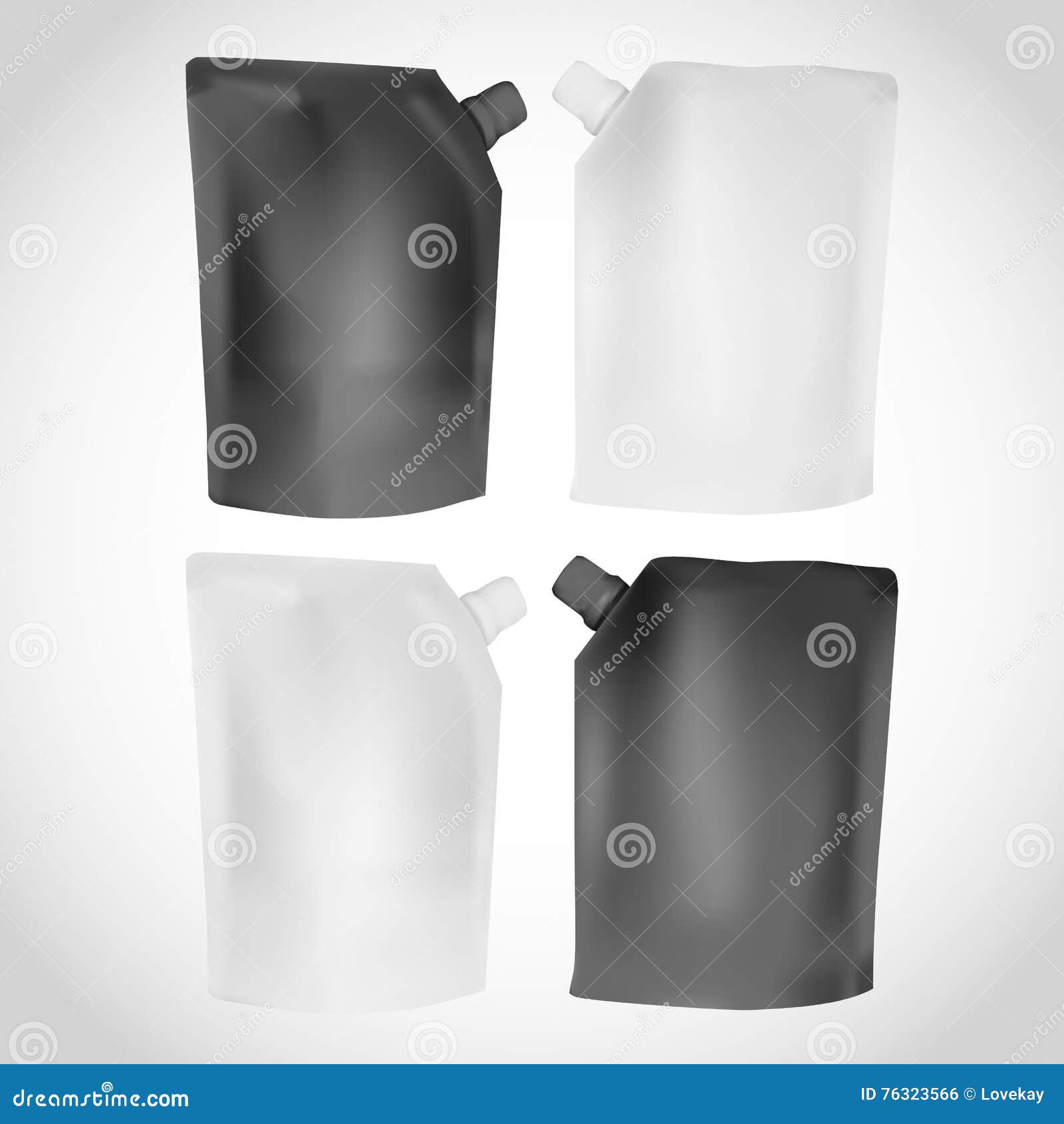 White and Black Plastic Blank Spouted Pouch Template for Puree, Stock ...