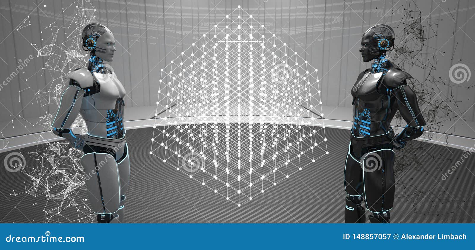 White and Black Robot Low Poly Stock Illustration - Illustration of ...