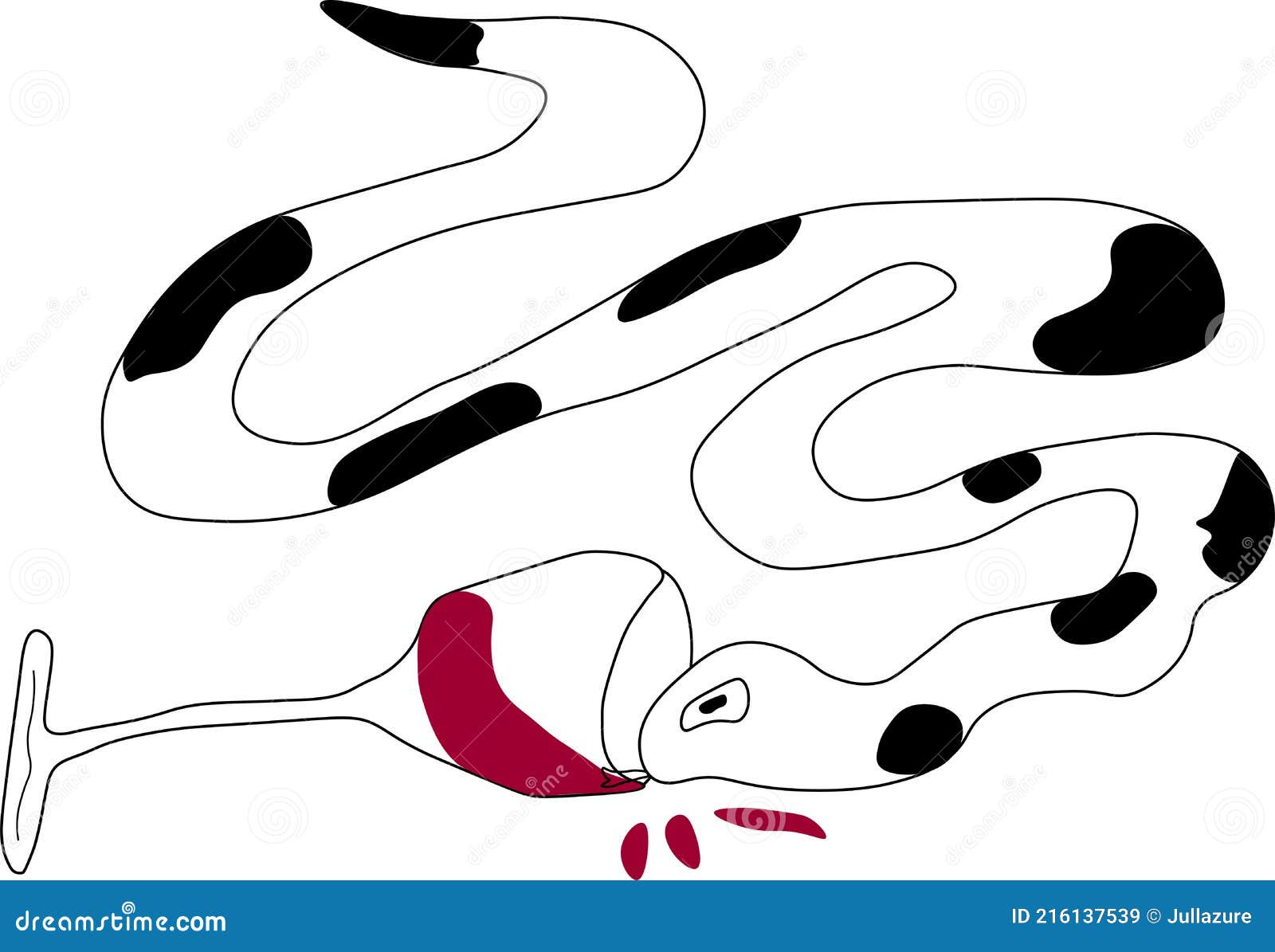 White and Black Snake Drinks Wine from a Glass. Alcohol Addiction Stock ...