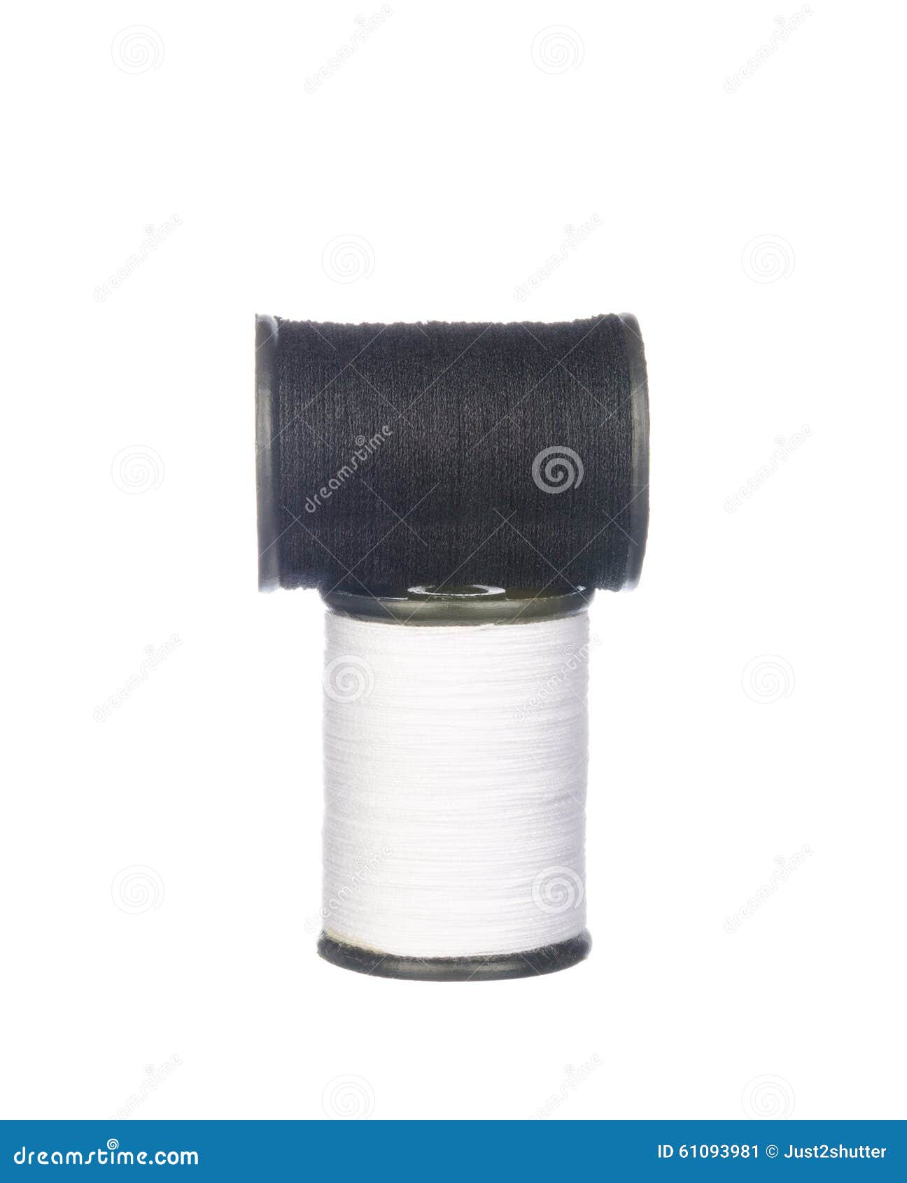 White and Black Thread Isolated on White Stock Image - Image of product ...