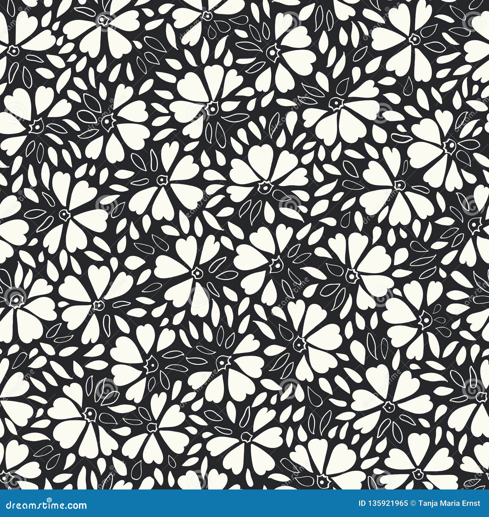 White and Black Pattern with Abstract Flower. Stock Vector ...