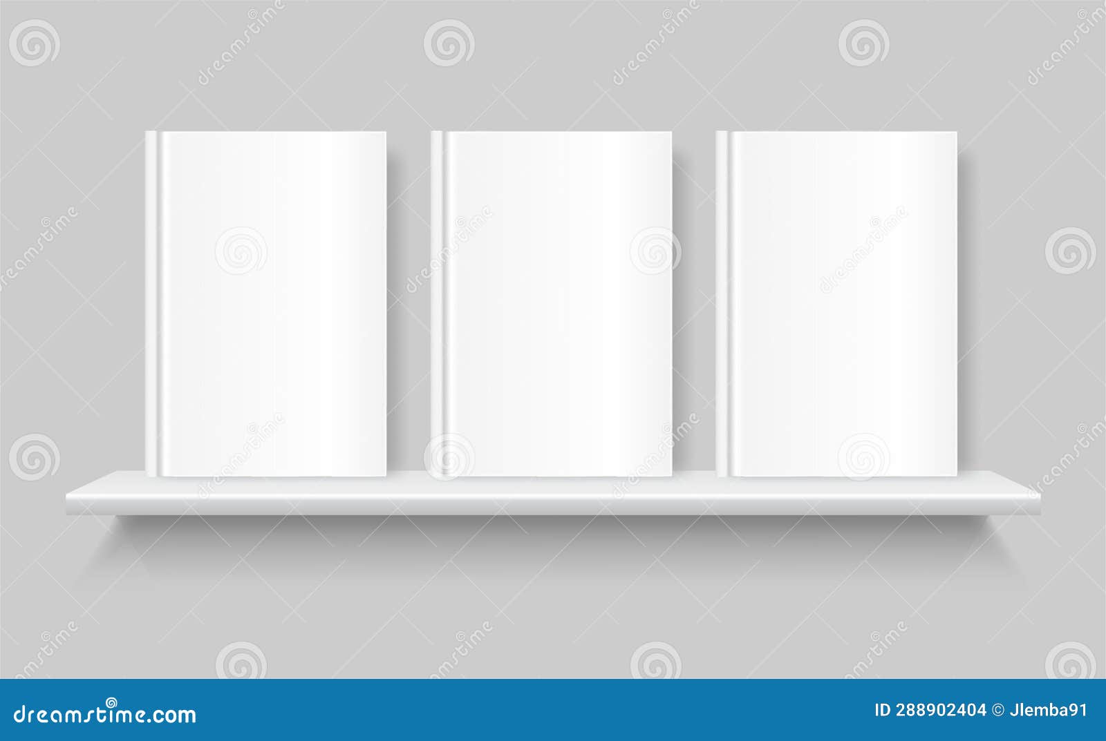 White Blank Books on a Bookshelf. Stock Vector - Illustration of ...