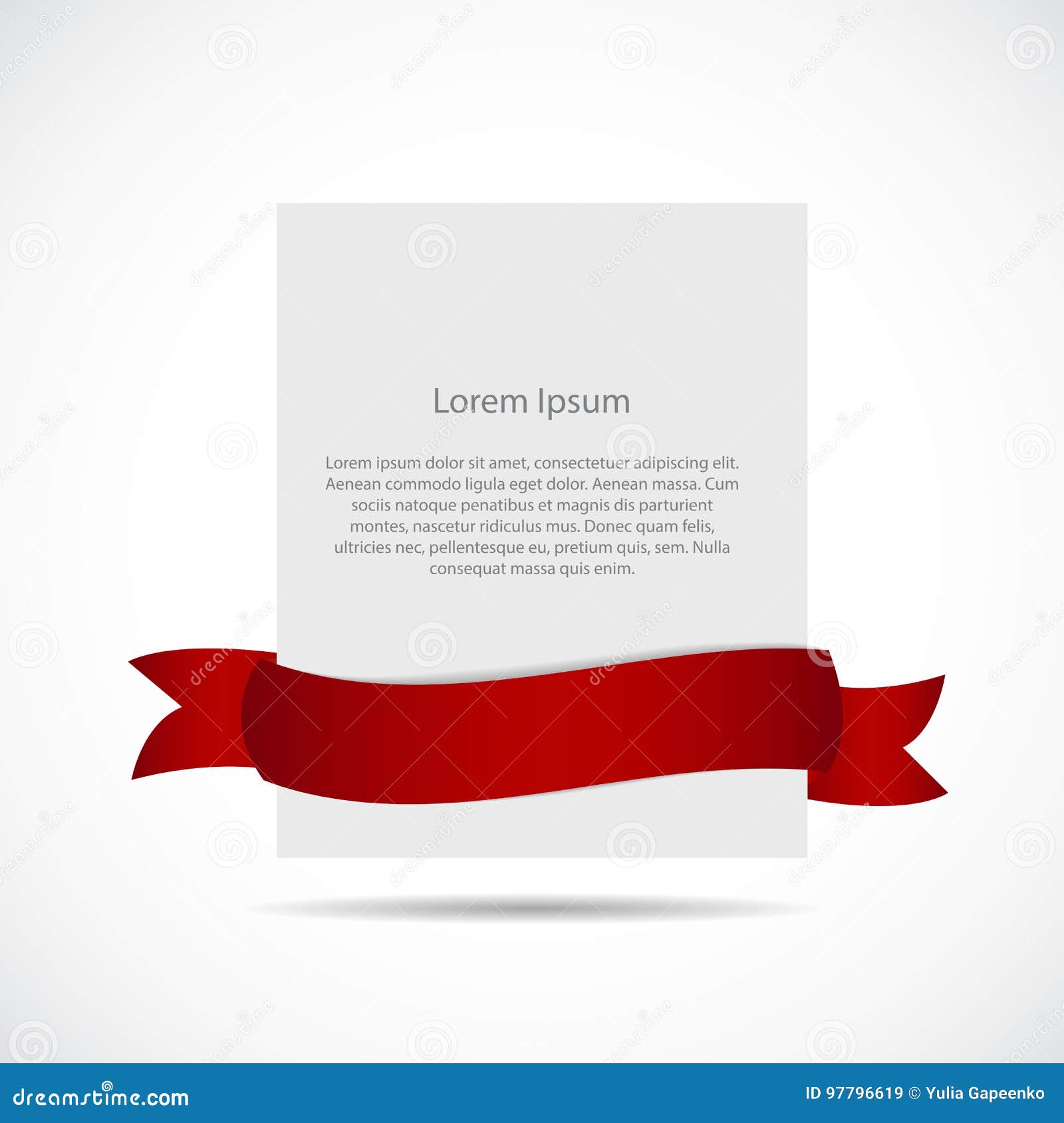 White Blank Card Template with Ribbon. Vector Illustration Stock Vector ...