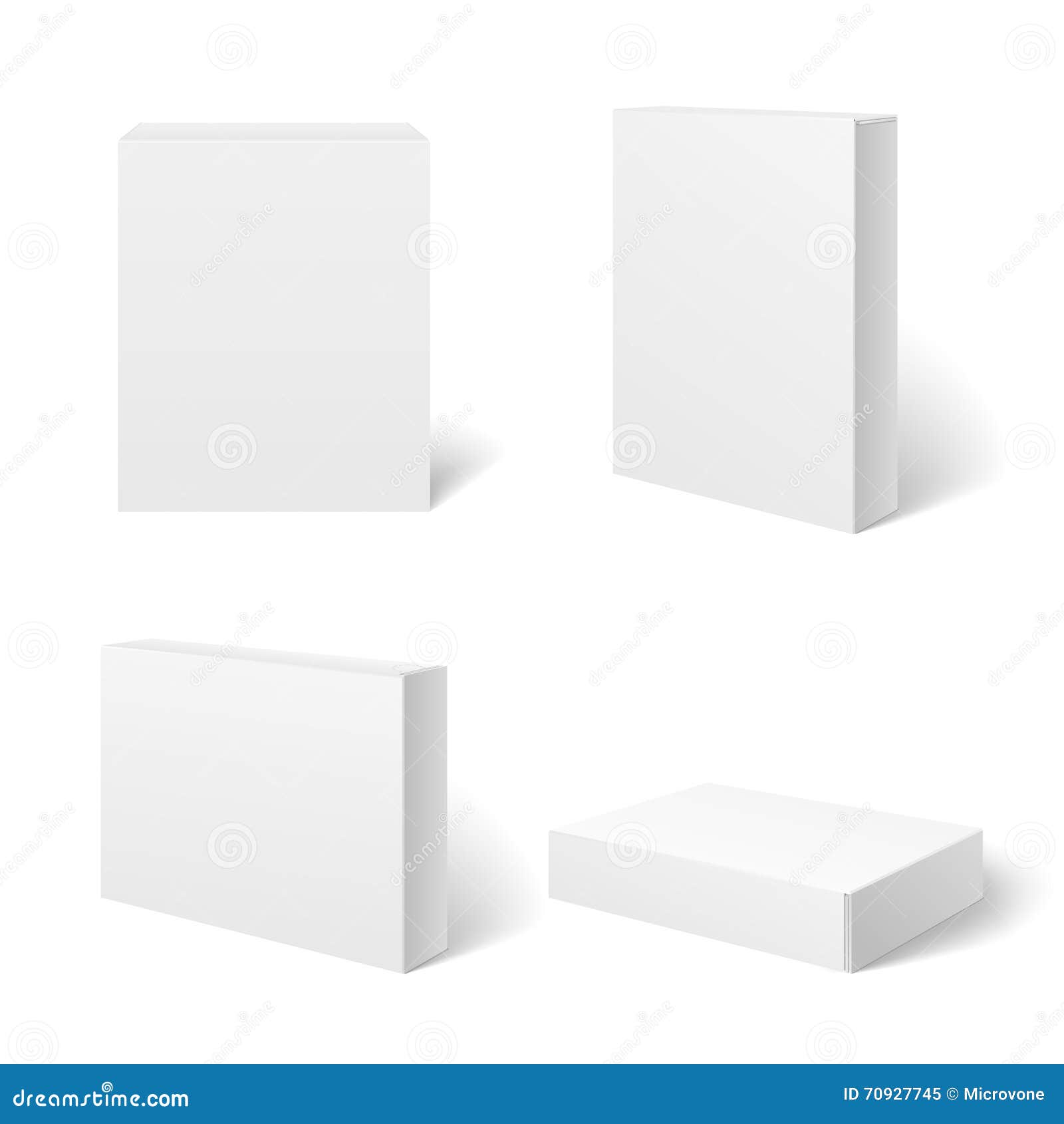 Blank Cardboard Package Boxes Mockup. Box Set. Three Templates, Layout ...