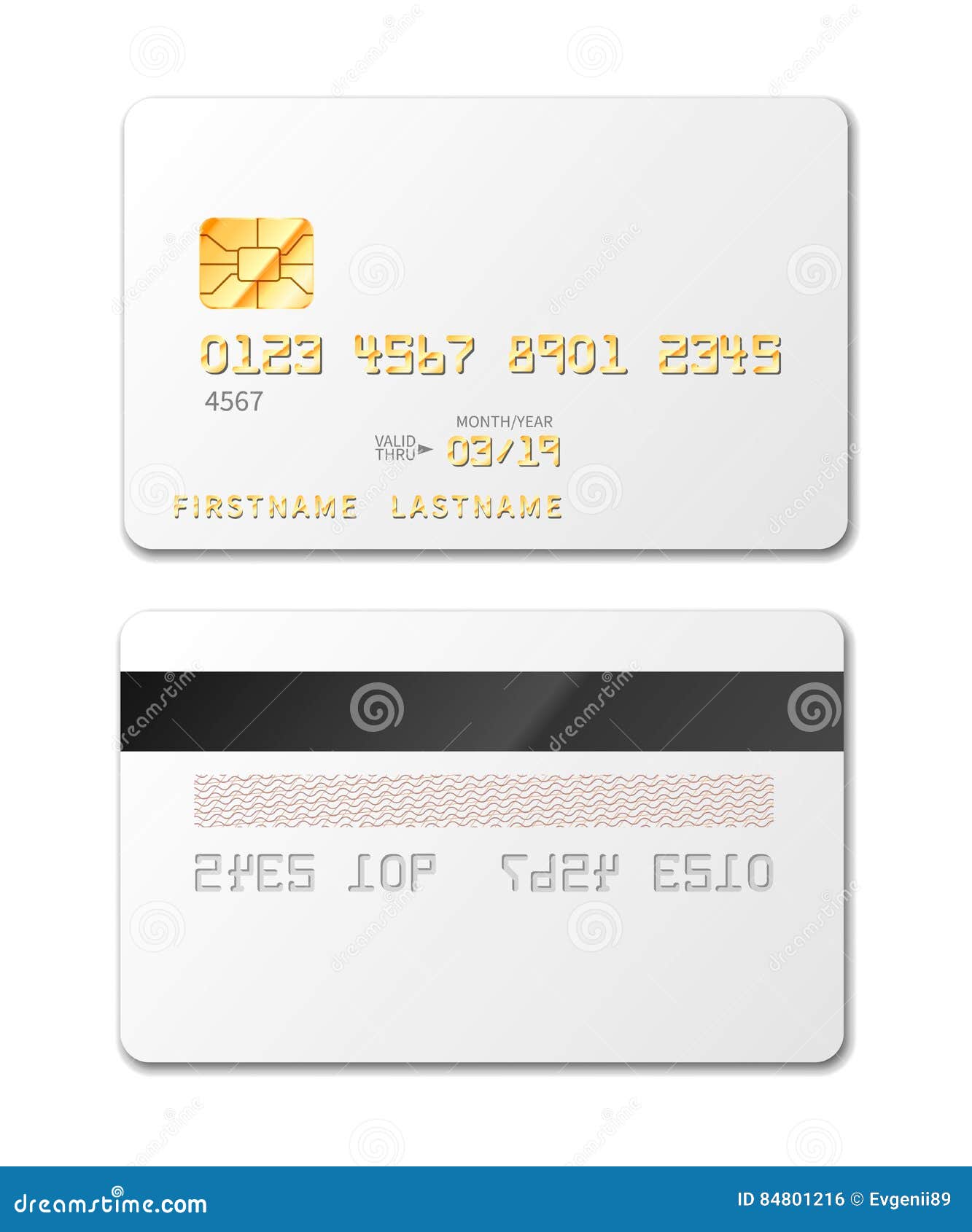 White Blank Credit Card Mockup on White Stock Illustration ...