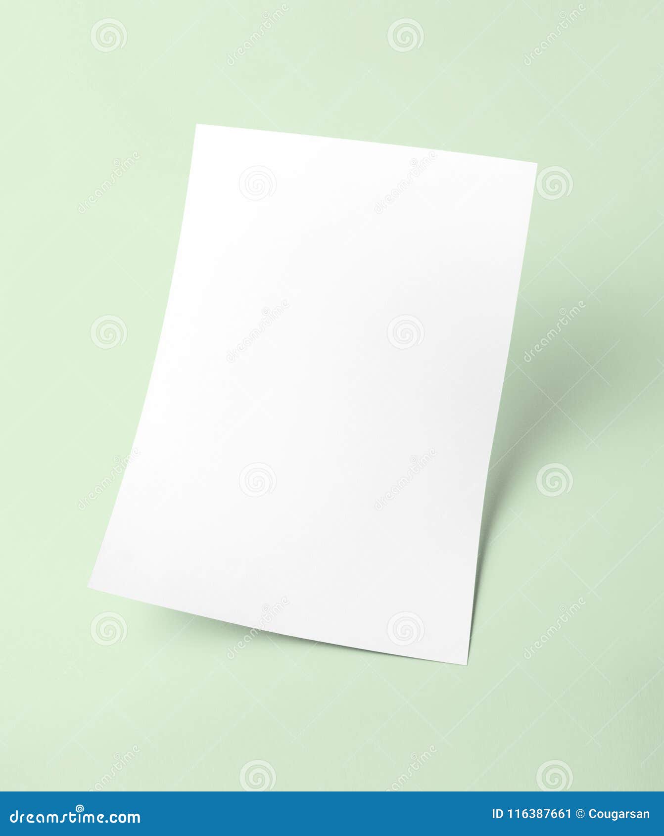White Blank Document Paper Template with Green Background Stock Image ...