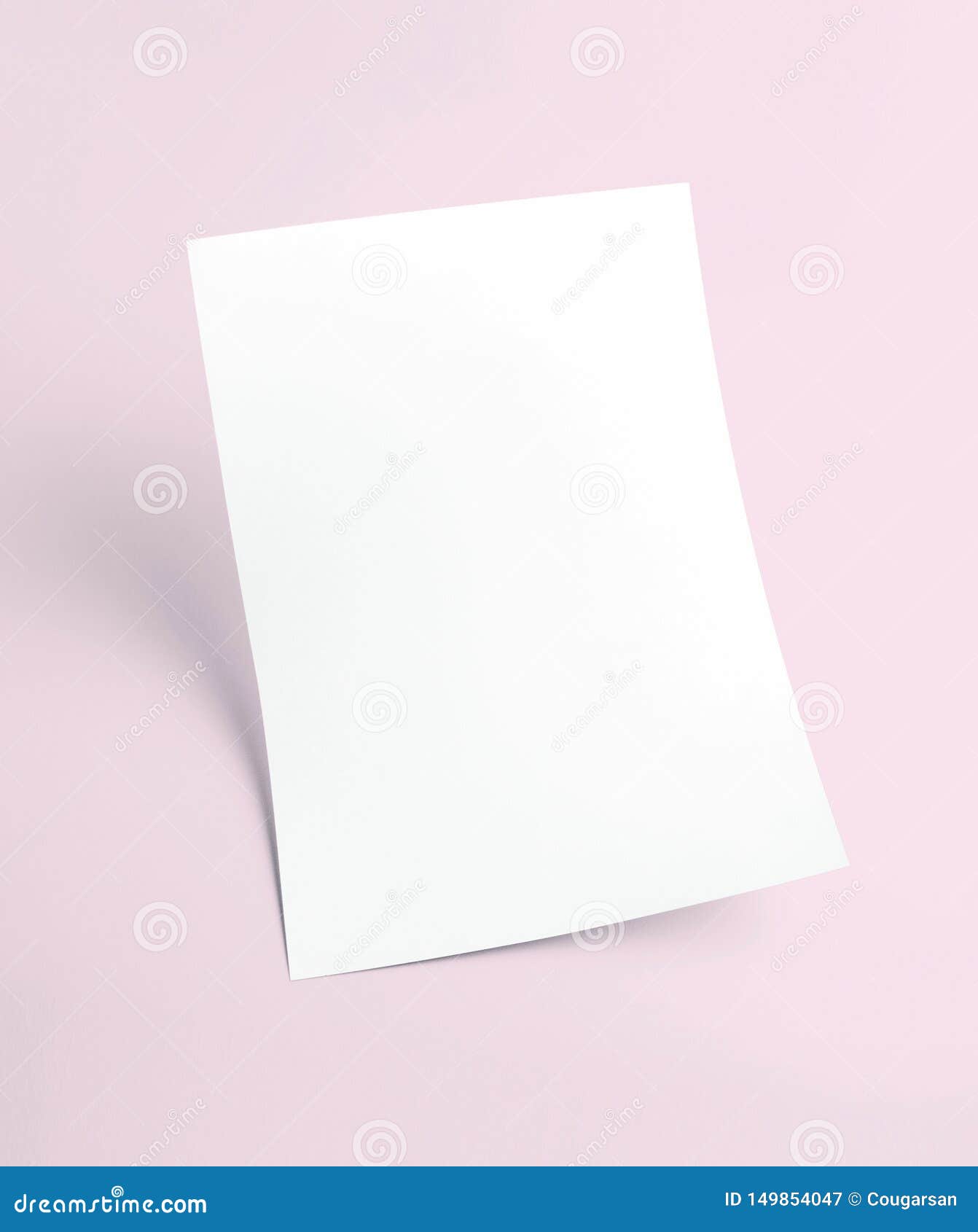 White Blank Document Paper Template with Pink Background Stock Image ...