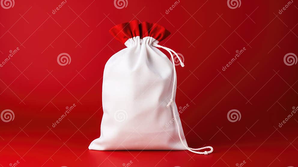 White Blank Drawstring Bag on Red Background Stock Illustration ...
