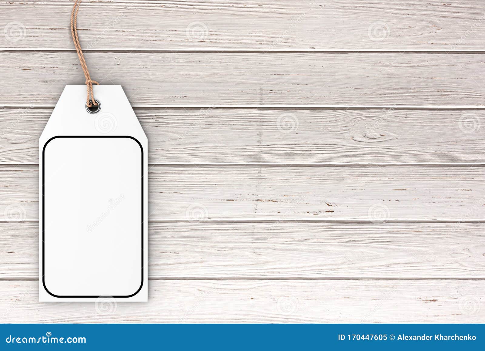 White Blank Empty Label Tag with Rope and Empty Space for Your Design ...
