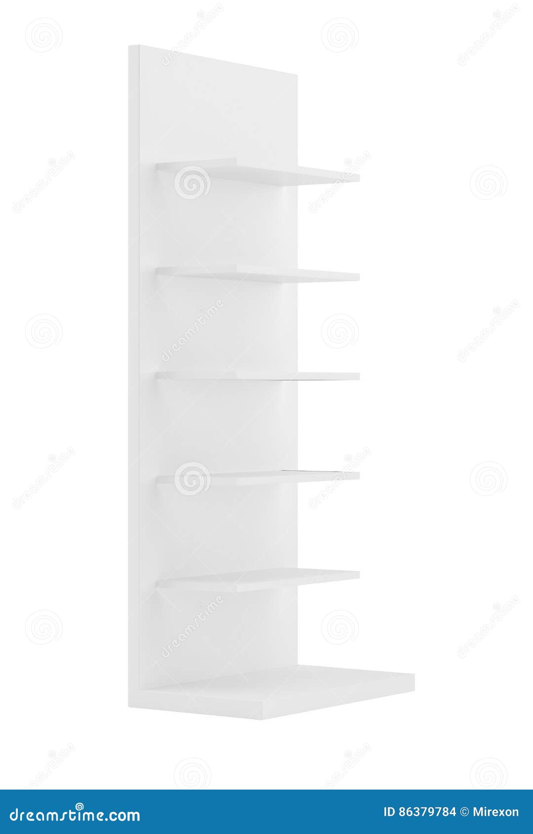 White Blank Empty Showcase Displays with Retail Shelves Front View 3D ...