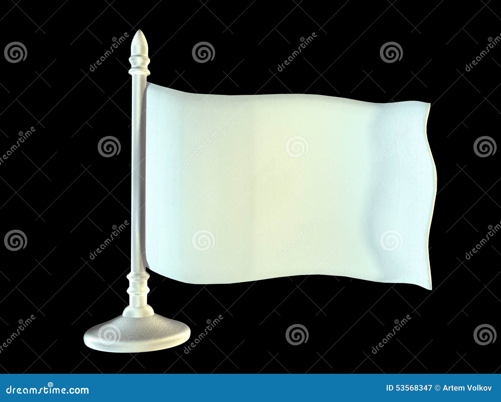 White Blank Flag on Metal Shiny Flagpole. 3D Stock Image - Image of ...