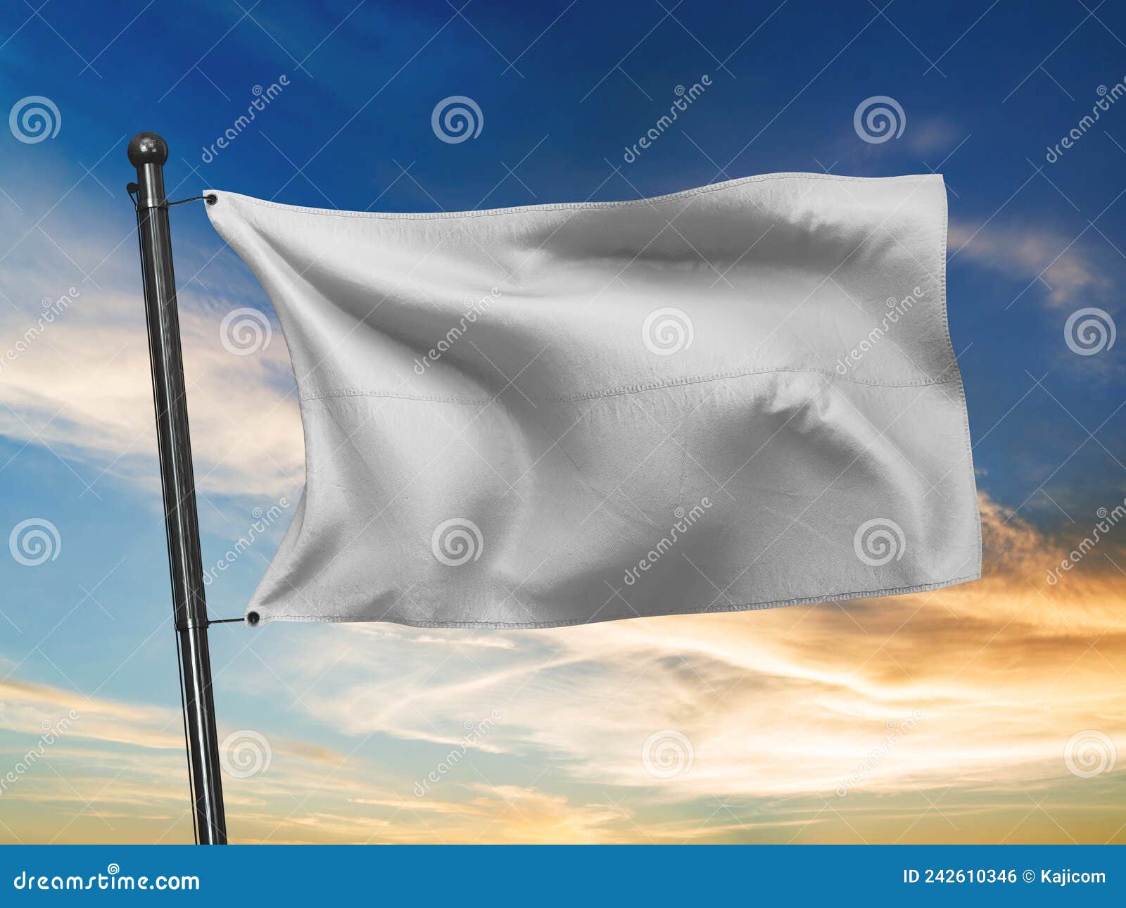 White Blank Flag Mockup with Sky Background Stock Illustration ...