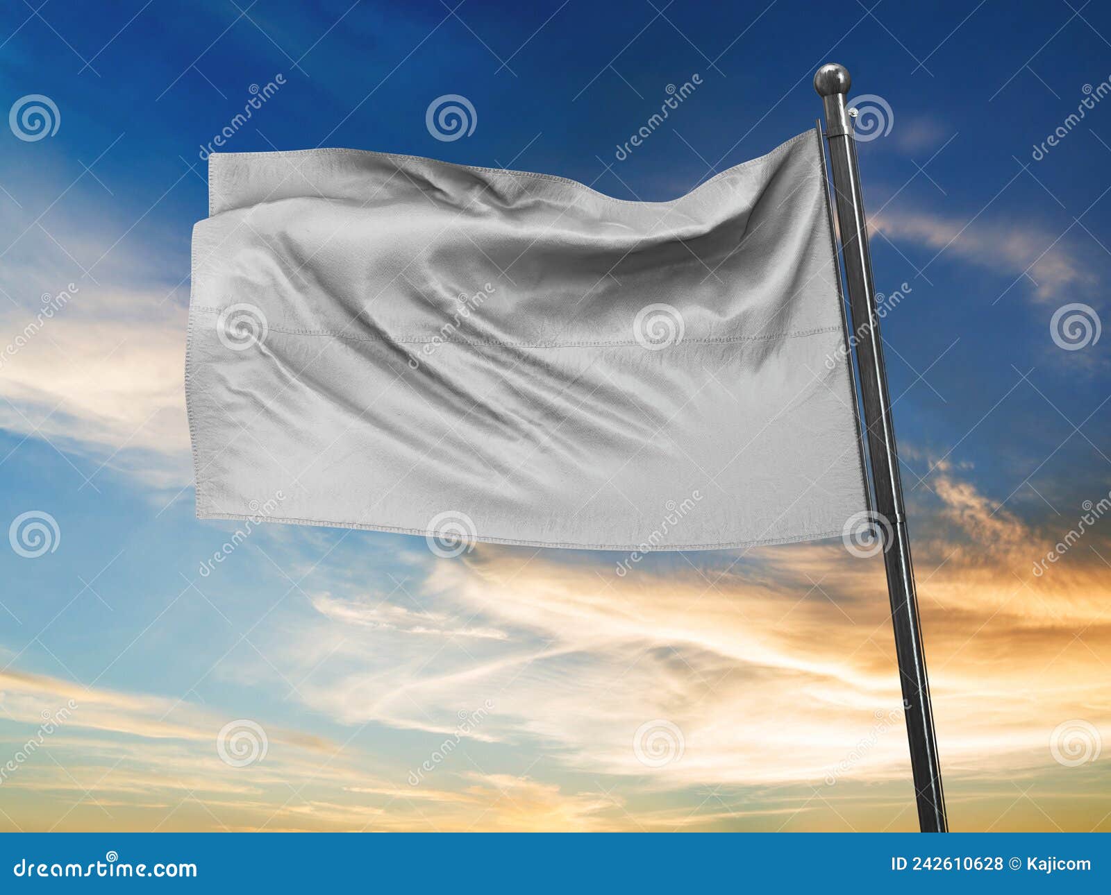 White Blank Flag Mockup with Sky Background Stock Illustration ...