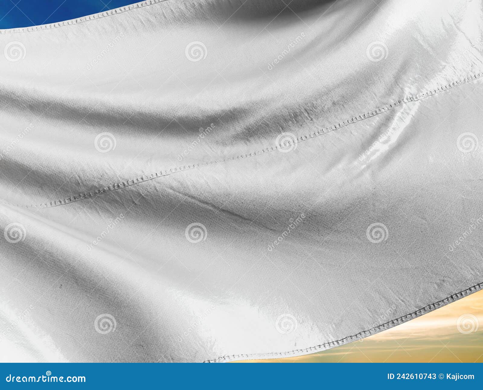White Blank Flag Mockup with Sky Background Stock Illustration ...