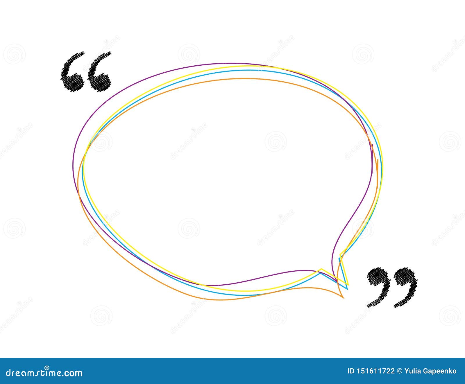 White Blank Hand Drawn Speech Bubble, Thinking Balloon. Vector ...