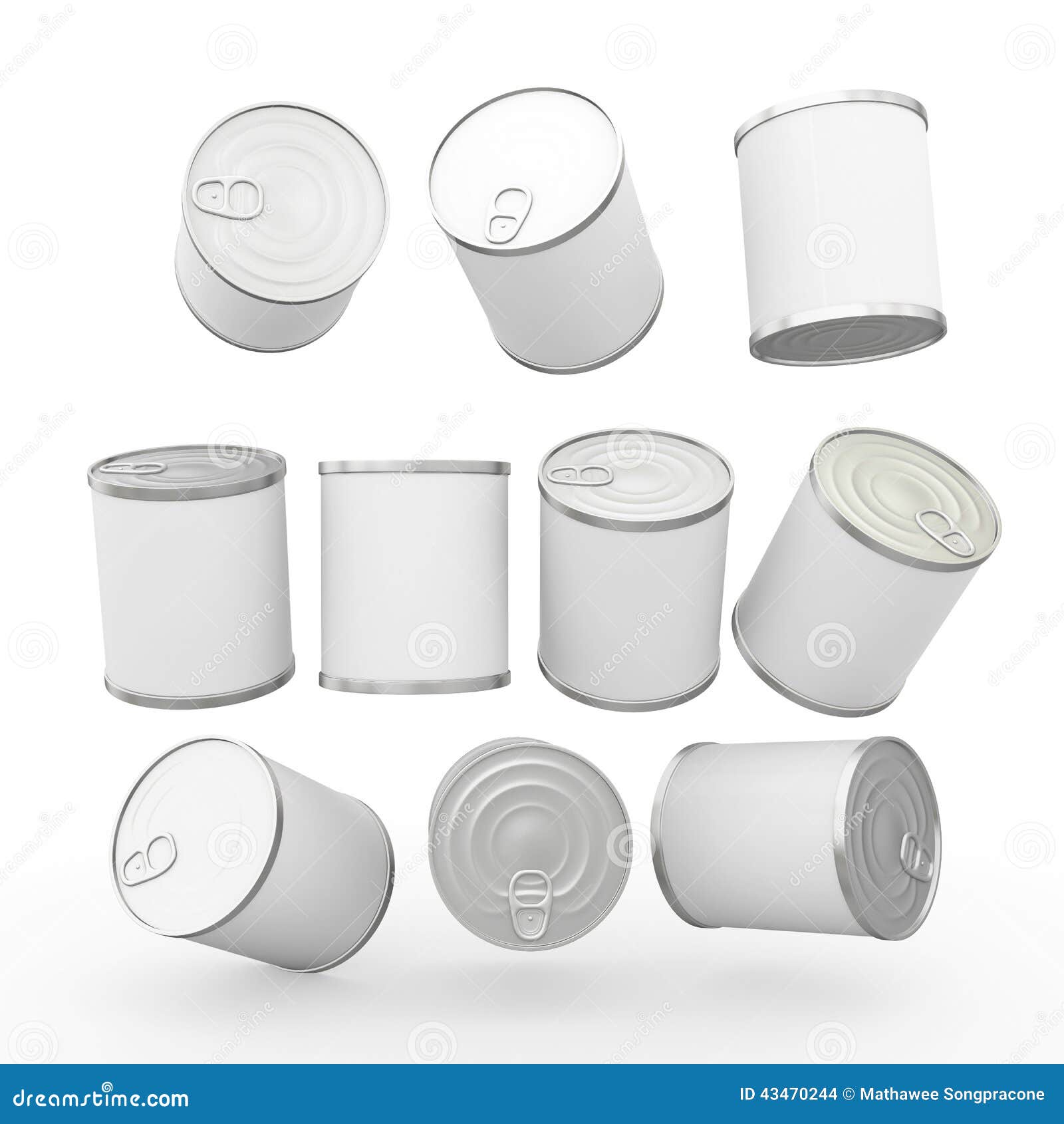 White Blank Label Food Can with Pull Tab, Clipping Path Included Stock ...